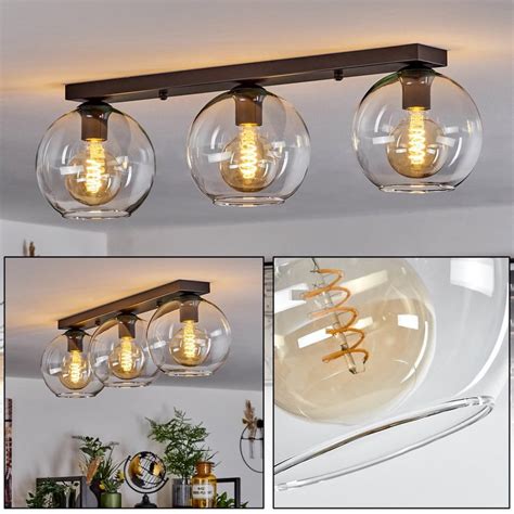 Hofstein Deckenleuchte Cesaro Moderne Deckenlampe Aus Metallglas In