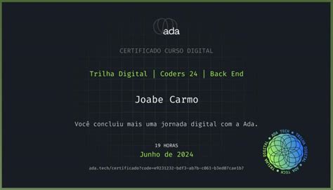 Joabe Carmo On Linkedin Ada Meu Certificado