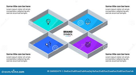 Infographic Template Isometric Squares With 4 Steps And Icons Stock