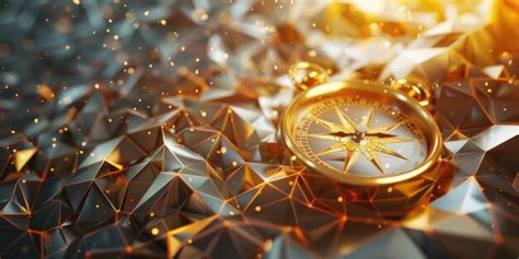 Golden Compass With Triangles Premium Ai Generated Image