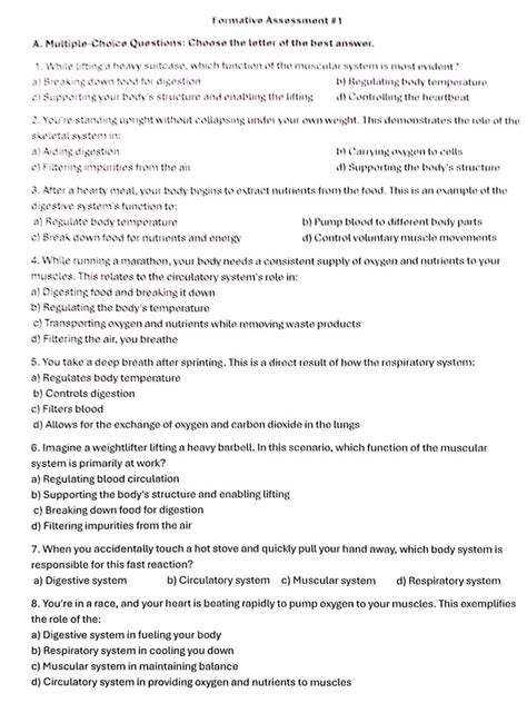Formative Assessment A Multiple Choice Studyx