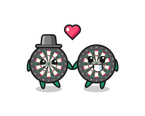 Premium Vector Dart Board Cartoon Character Couple With Fall In Love Gesture