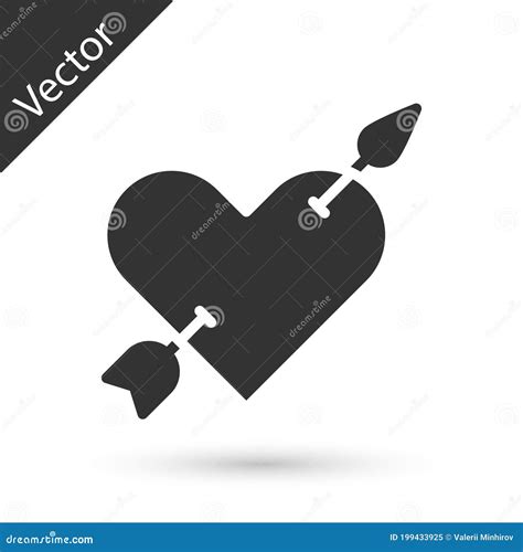 Grey Amour Symbol With Heart And Arrow Icon Isolated On White Background Love Sign Valentines