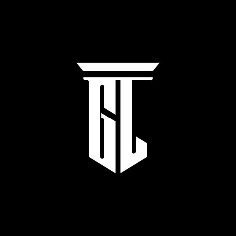 Logotipo Do Monograma Gl O Estilo Do Emblema Isolado Em Fundo Preto