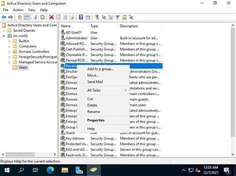 Windows Server 2022 Active Directory Add Group Accounts Server World
