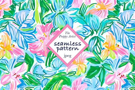 Instant Download Preppy Floral Pattern Seamless Preppy Flower Pattern