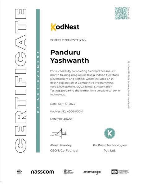 yashwanth panduru on linkedin kodnest javafullstack testing