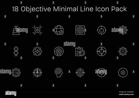 Collection Of 18 Minimal Line Style Vector Icons For Objective Designed For Clarity And