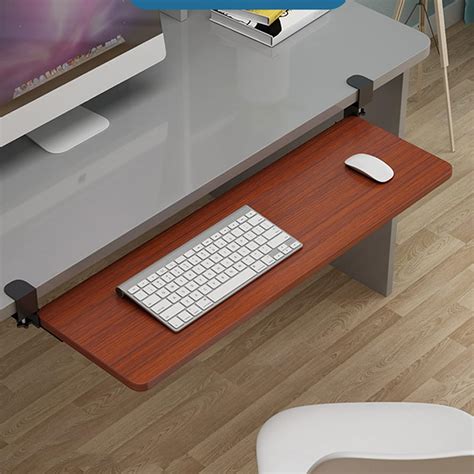 4 Colours Wood Keyboard Tray With Slide Rails For Sliding Under Desk