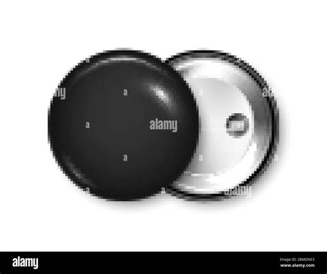 Realistic Black Blank Badge 3d Glossy Round Button Pin Badge Mockup