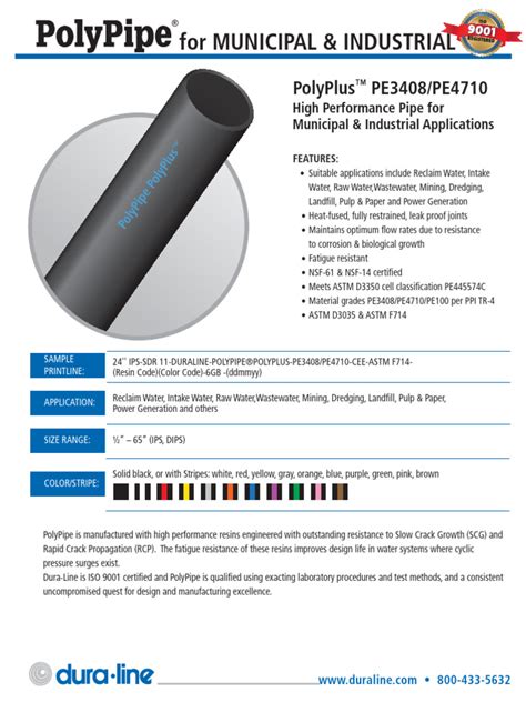 Duralinehdpeindustrialpipespecsheet Pdf Pipe Fluid Conveyance