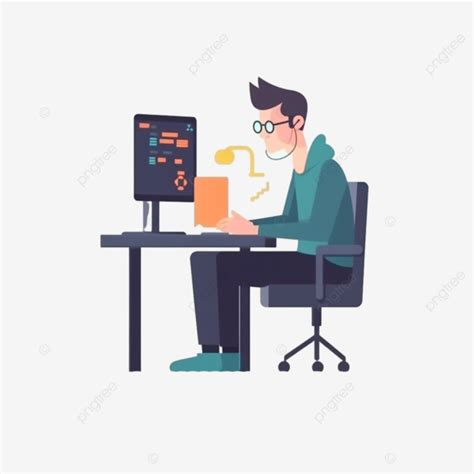 Cartoon Hand Drawn Professional Character Programmer Cartoon Hand
