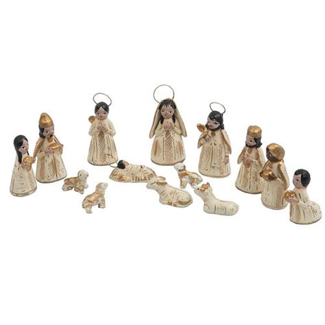 Nacimiento MÉxico Siglo Xx Elaborados En Terracota Policromada Y