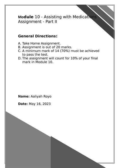 module 10 assignment module 10 assisting with medications