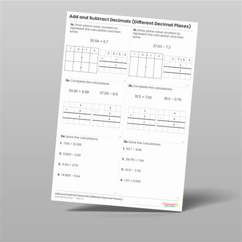 Add And Subtract Decimals Different Decimal Places Varied Fluency