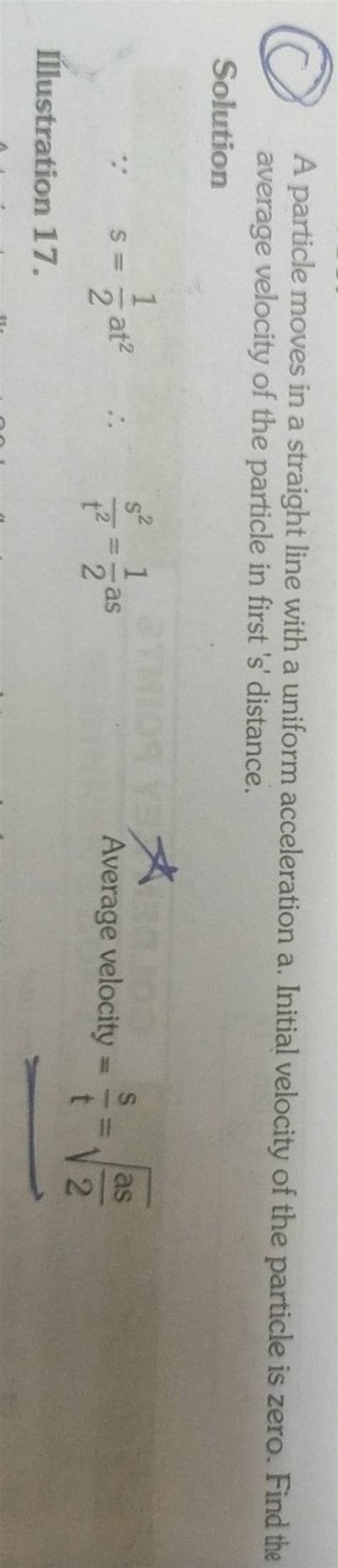 A Particle Moves In A Straight Line With A Uniform Acceleration A Initia
