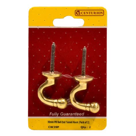 Centurion Solid Brass Ball End Tassel Hooks 30mm Polished Brass