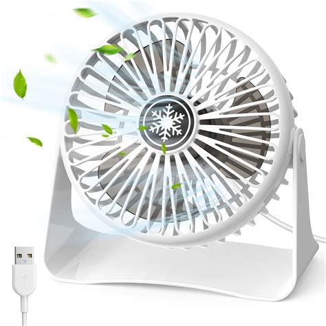 Usb Silent Powerful Desk Fan 3 Speeds 360° Rotation Portable Mini