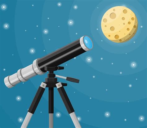 Observação Através Da Luneta Natureza Paisagem Com Telescópio Lua E