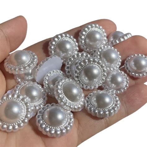 100 Stkspak Ronde Parel Bloem 17mm Platte Achterk Vicedeal