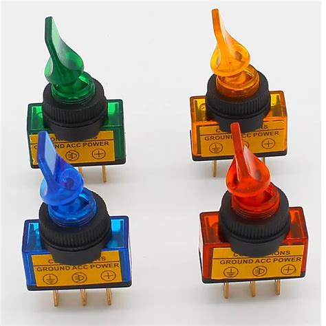 Pcs Dc V A Indicator Panel Mounting On Off Car Toggle Switch Red Green Yellow Blue In