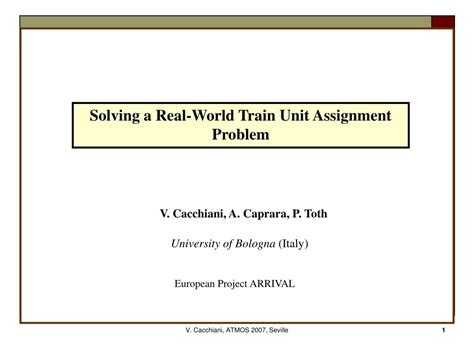 Ppt Solving A Real World Train Unit Assignment Problem Powerpoint