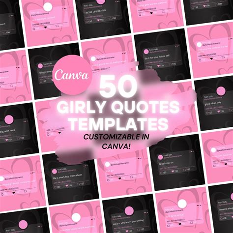 50 Girly Quotes Instagram Templates Editable Canva Template