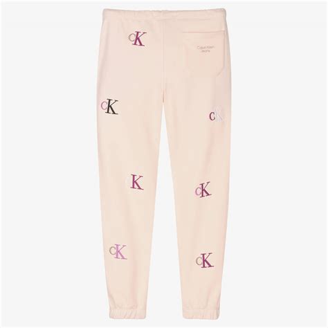 Calvin Klein Jeans Teen Girls Pale Pink Cotton Logo Joggers