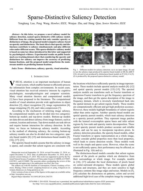 Pdf Sparse Distinctive Saliency Detection