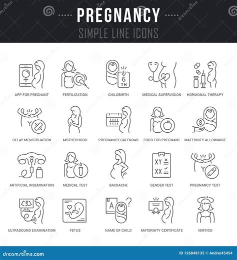 Set Vector Line Icons Of Pregnancy Stock Illustration Illustration
