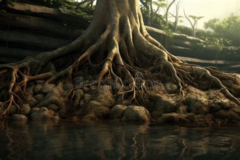 Tree Roots And Sunshine In A Green Forest Stock Photo Image Of Moss Plant 306912010