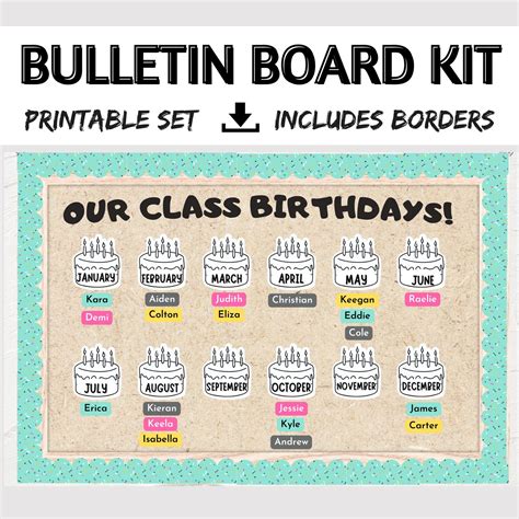Birthdays Bulletin Board Set Printable Classroom Bulletin Board Kit