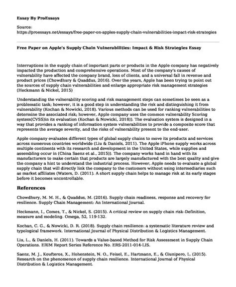 Free Paper On Apple S Supply Chain Vulnerabilities Impact Risk
