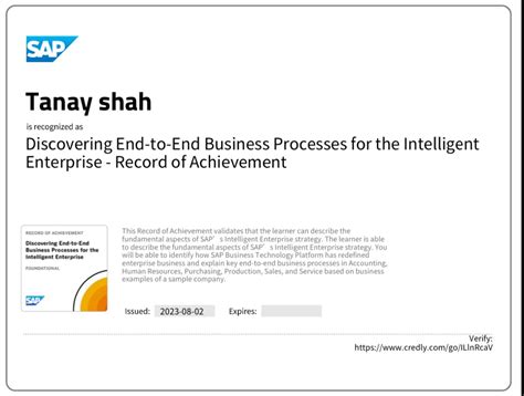 Tanay Shah On Linkedin Sapcertification Professionalgrowth