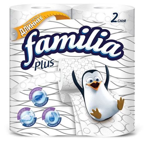 Туалетная бумага Familia plus белая 2 слоя, 4 рулона - купить с ...