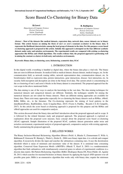 Pdf Score Based Co Clustering For Binary Data