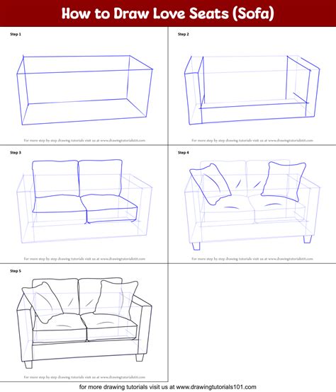 How To Draw Love Seats Sofa Furniture Step By Step DrawingTutorials101 Com