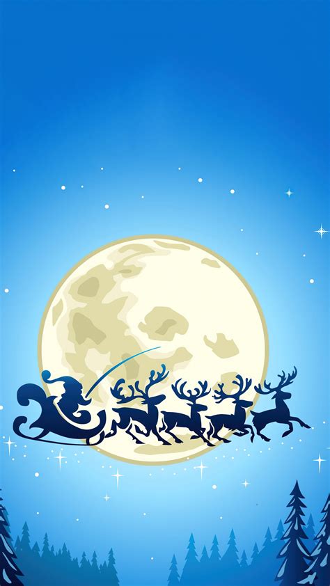 Santa Claus Reindeer Sleigh 4K 8080h Wallpaper IPhone Phone