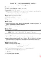 Practice1 Pdf CMPSC 461 Programming Language Concepts Midterm 1