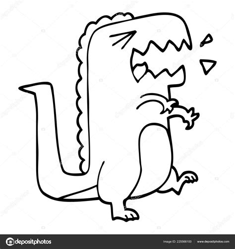 Line Drawing Cartoon Roaring Rex Stock Vector By ©lineartestpilot 225566100