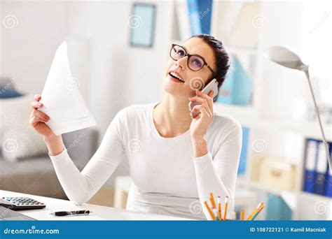 Woman Working In Her Home Office Stock Image Image Of Laptop Female
