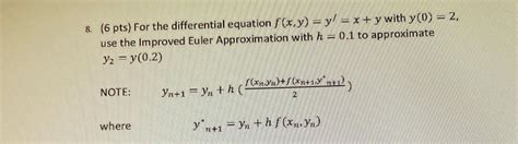 Solved Pts For The Differential Equation F X Y Y Chegg