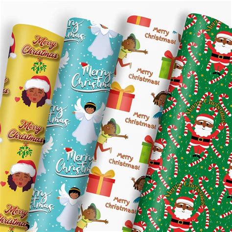 Christmas Wrapping Paper With Different Designs And Colors