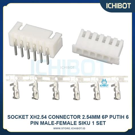 Jual Socket Xh2 54 Connector 2 54mm 6p Putih 6 Pin Male Female Siku 1 Set Shopee Indonesia