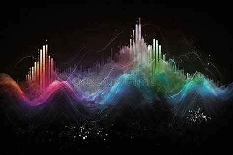 Abstract Sound Waves Music Equalizer Effect Colorful Frequencies On Dark Background Created