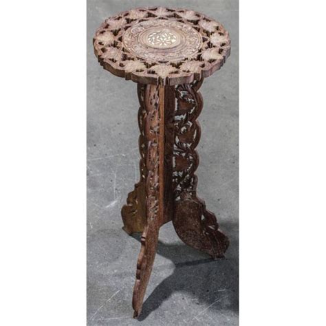 Ornate Wooden Round Pedestal Plant Stand