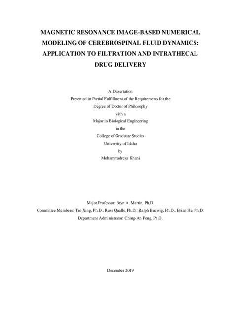 Fillable Online Magnetic Resonance Image Based Numerical Modeling Of Cerebrospinal Fluid