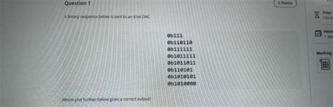 Solved A Binary Sequence Below Is Sent To An 8 Bit Dac