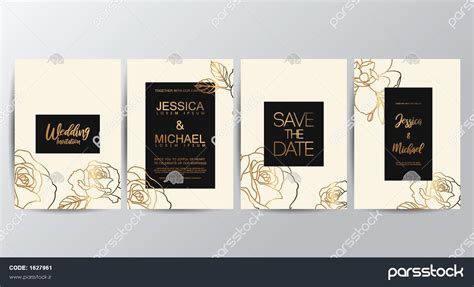 کارت دعوت عروسی لوکس ممتاز با وکتور طرح خط هندسی طلایی 1627961