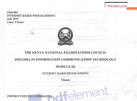Internet Based Programming IBP KNEC Past Papers Newsspot Co Ke